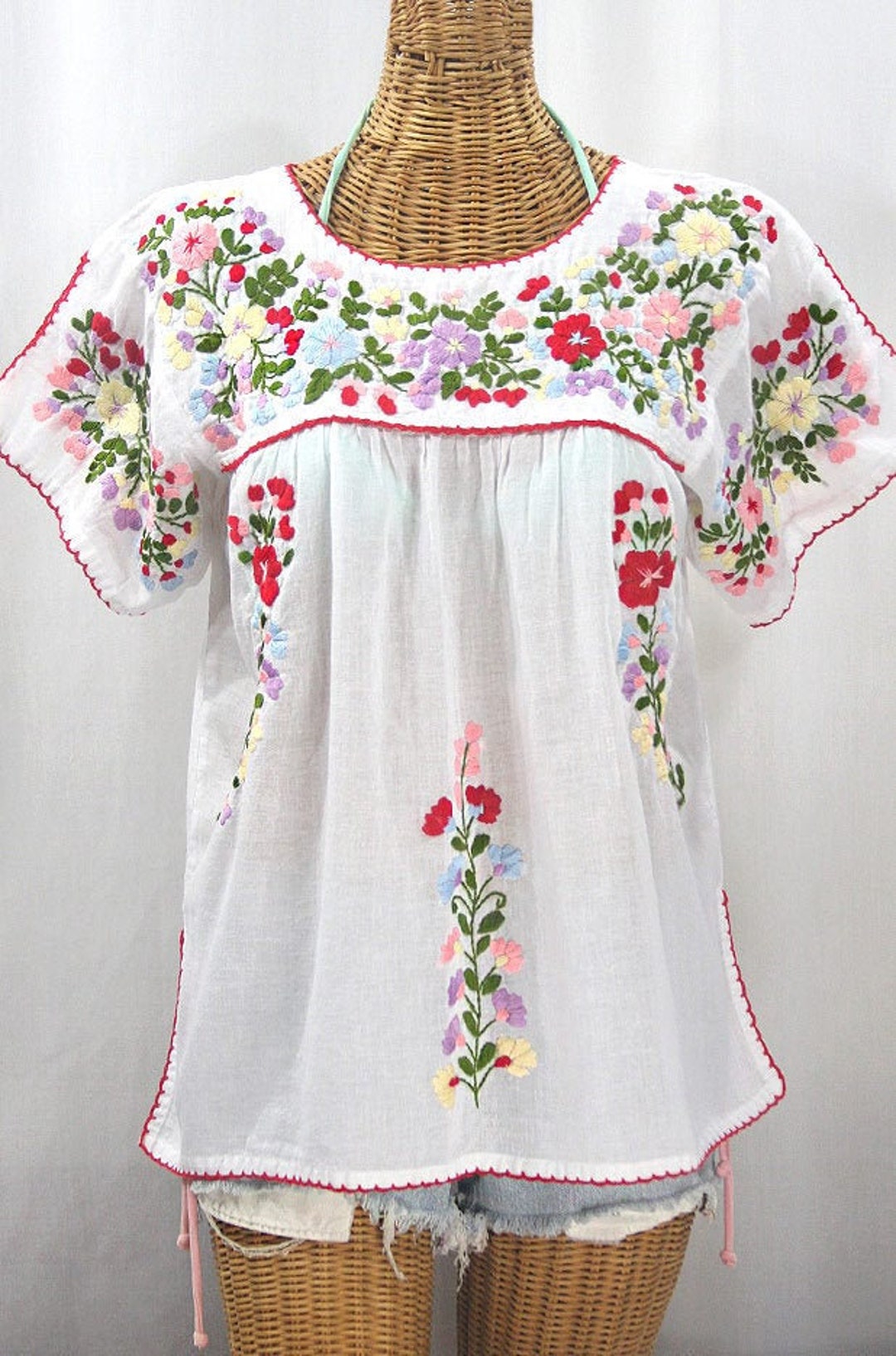 Split-sleeve Embroidered Peasant Top Blouse Hand Embroidered: "lijera ...