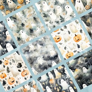 Watercolor Ghosts, Digital Paper, Seamless Pattern, Cute, Kawaii ...