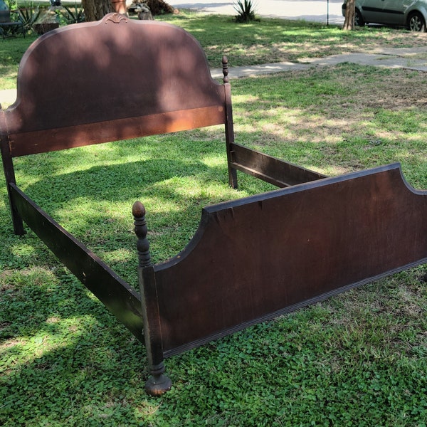 Vintage Wooden Bed Frame - Etsy
