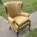 Vintage 1940 Wingback Channel Back Arm Chair Queen Anne Mahogany ...