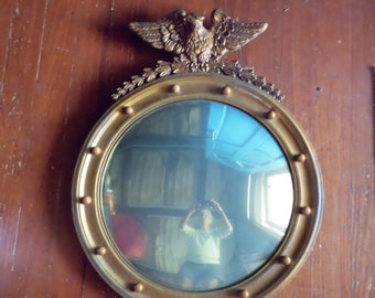 Antique Eagle Convex Mirror Round Porthole Mirror Wood Painted Gold ...