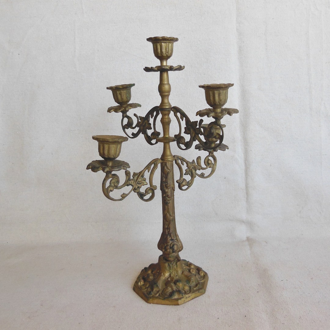 Antique Victorian Brass 5-taper Candelabra - Etsy