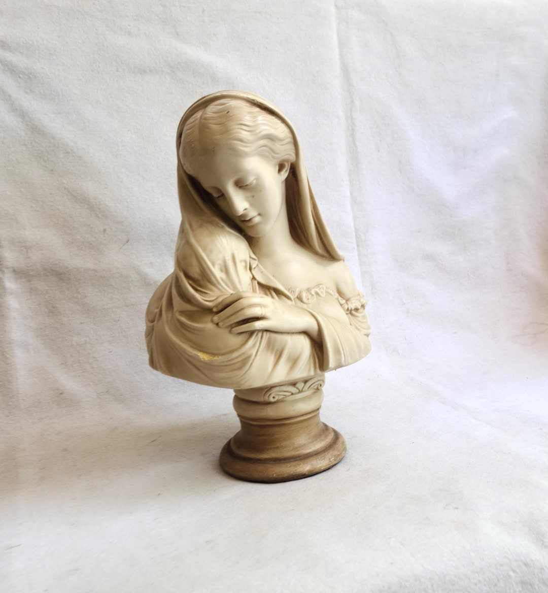 Vintage Chalk the Mother Rafaelle Monti Italian Statue Madonna Bust ...