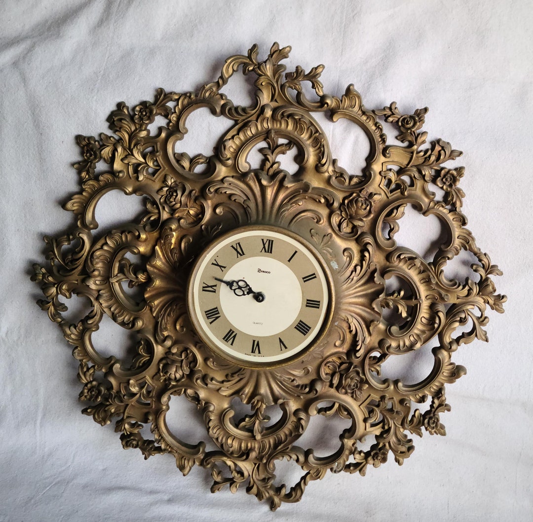 Vintage 1967 Syroco Ornate Gold Wall Clock - 26 In - Etsy