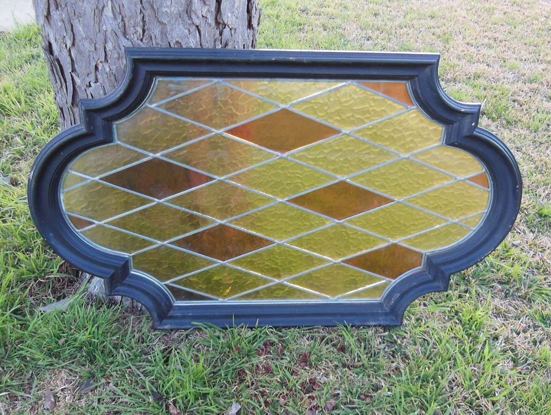 Antique Stained Glass Old House Architectural Salvage Gold Yellow ...