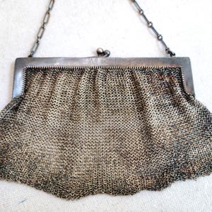 Antique Engraved Initials MET Monogram Chainmail Sterling Silver Mesh ...