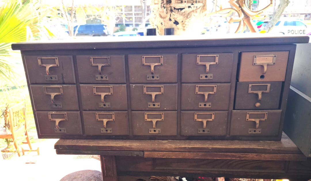 Wood 15 Drawer Cubby Storage Library Card Catalog - Etsy