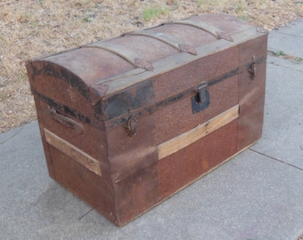 Antique Style Large Wooden Trunk - Etsy