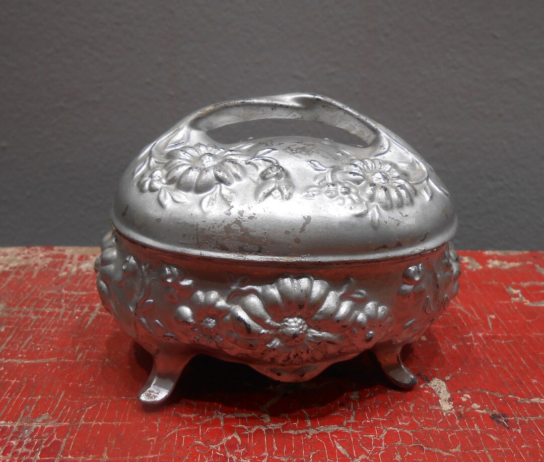 Antique Victorian German Made Jewelry Box Metal Trinket Holder ...