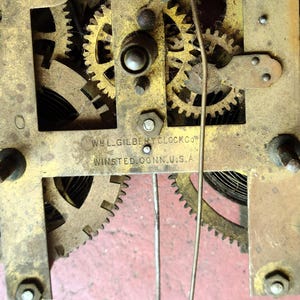 Antique Wm L Gilbert Clock Company Clock Movement Mechanism Parts Brass ...