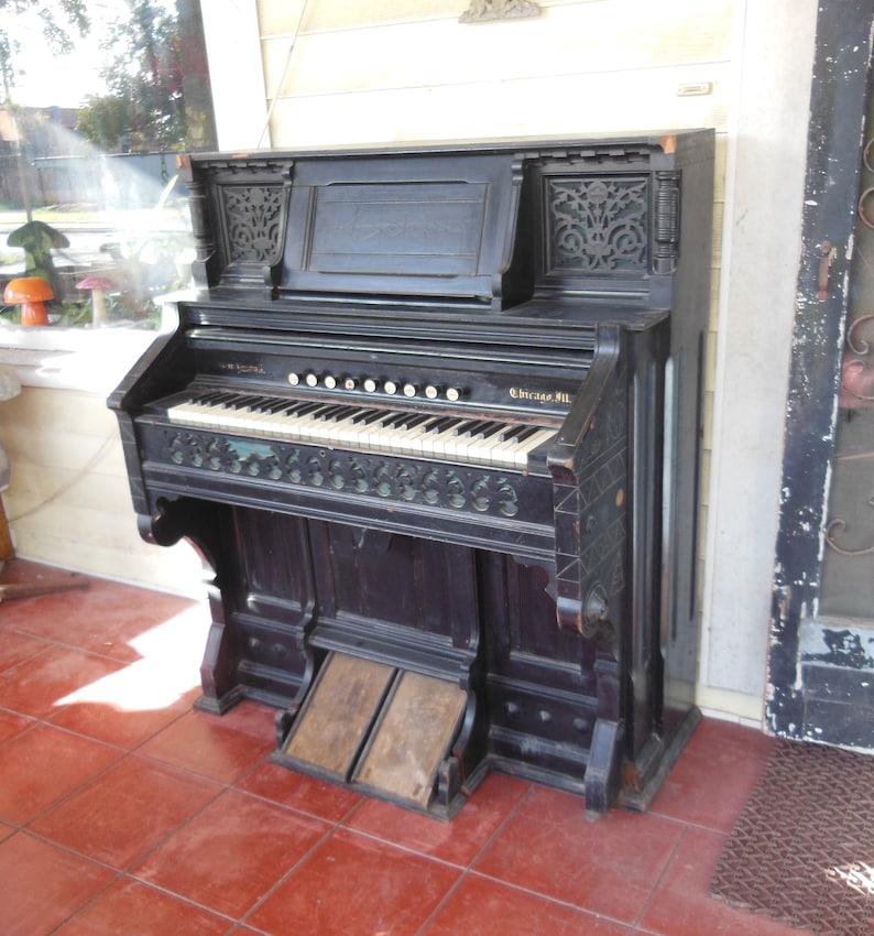 Antique 1800 Organ Wood Carved Victorian Era Eastlake Pattern Pump ...
