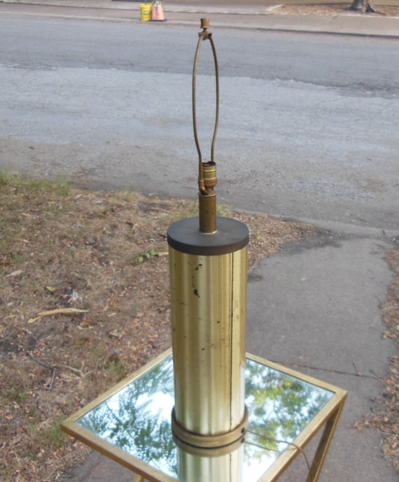 Vintage Large Brass Cylindrical Table Lamp Circular Round - Etsy