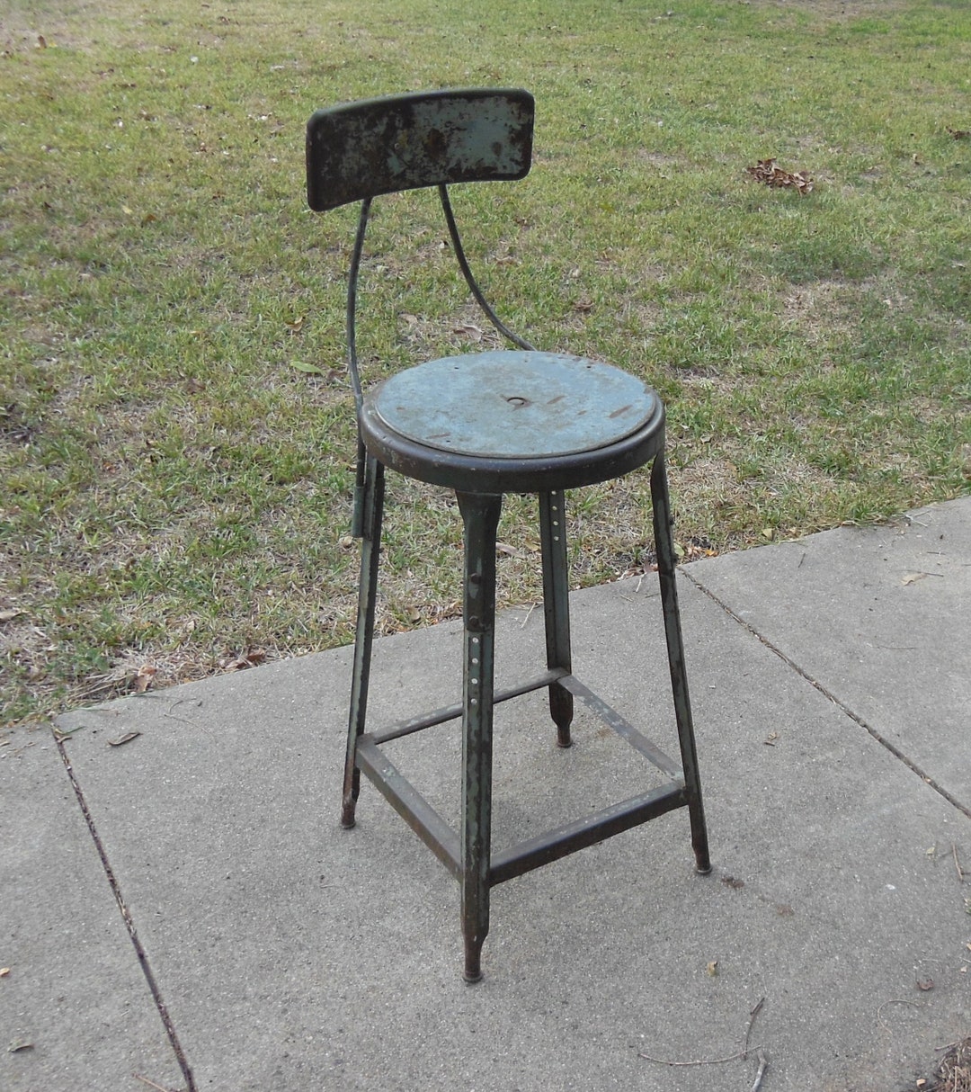 Vintage Industrial Metal Drafting Stool - Etsy