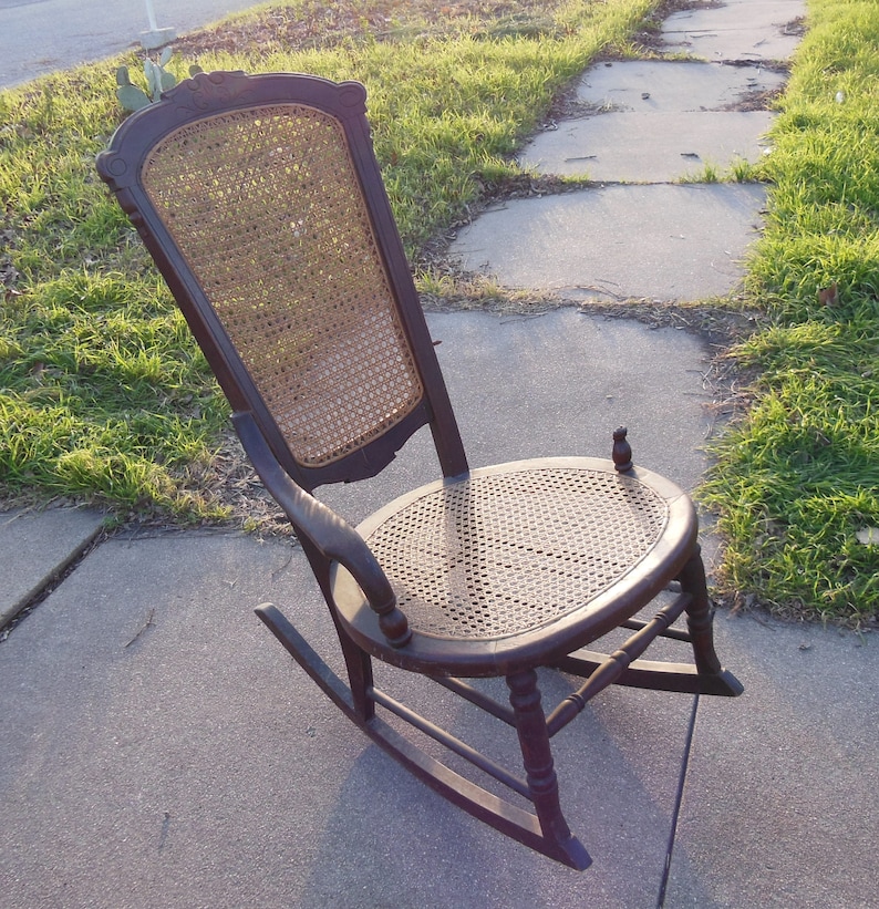 Antique Hand Caned Rocking Chair Project Chair Wood Wooden - Etsy
