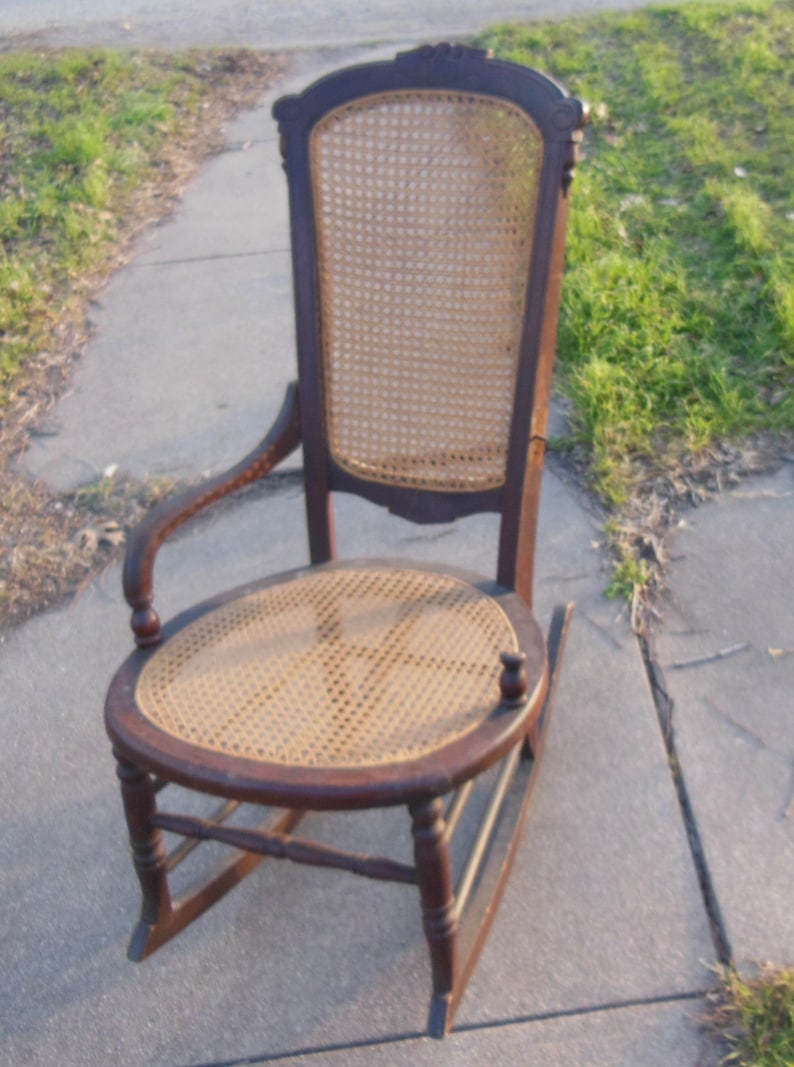 Antique Hand Caned Rocking Chair Project Chair Wood Wooden - Etsy