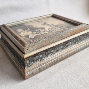Antique Carved Wood Dresser Jewelry Box Victorian Era Picture Mirror ...