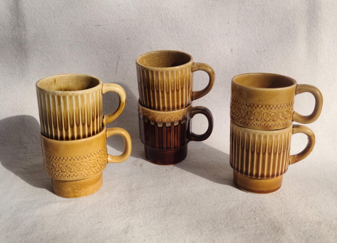 Vintage Stacking Coffee Cups Set of 6 - Etsy