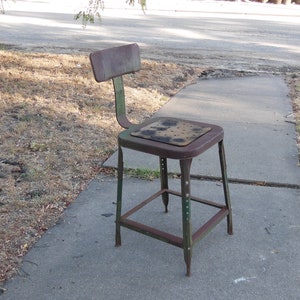 Antique Iron Industrial Age Stoolchair Adjustable Angle Iron Metal ...