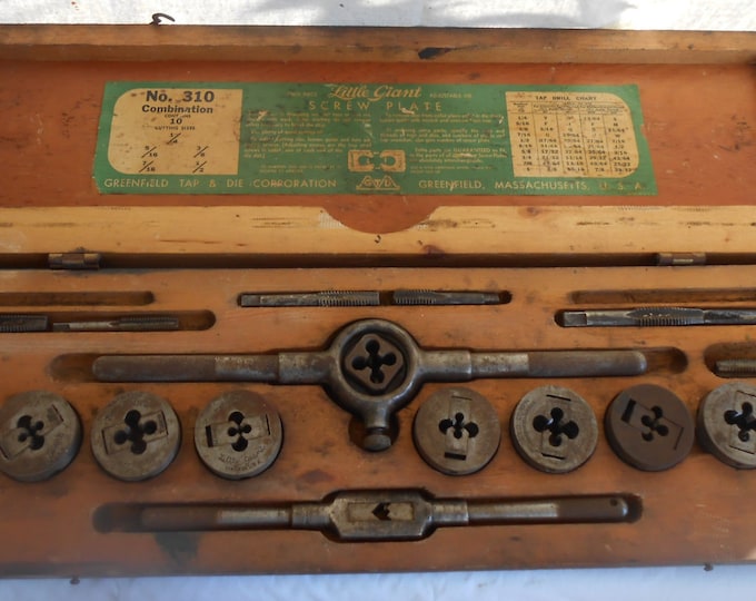 Antique Greenfield Tap and Die Set Machinist Tools Little Giant ...