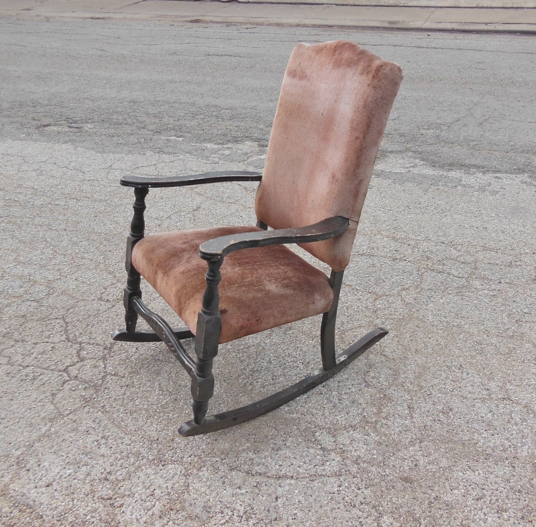 Antique Pink Velvet Rocking Chair - Etsy
