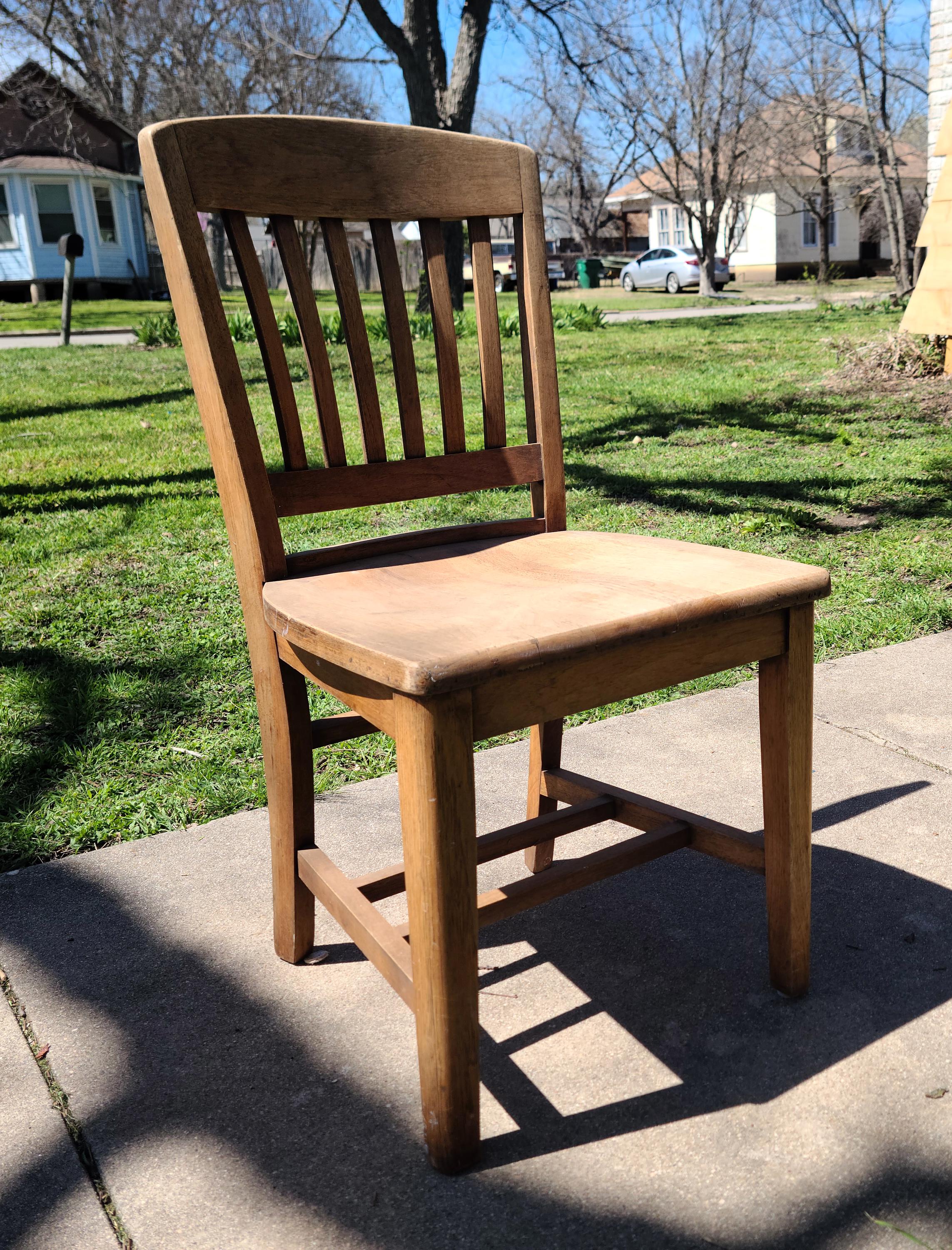 Heavy Oak Wood Office Slat Back Chair - Etsy