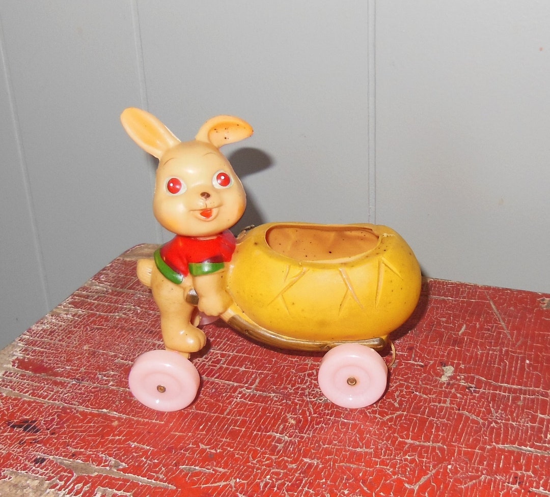 Vintage 1950s Rolling Bunny Toy - Etsy