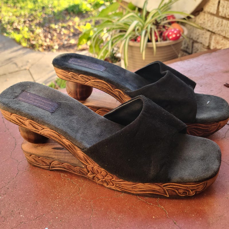 Wood Heel Sandals - Etsy