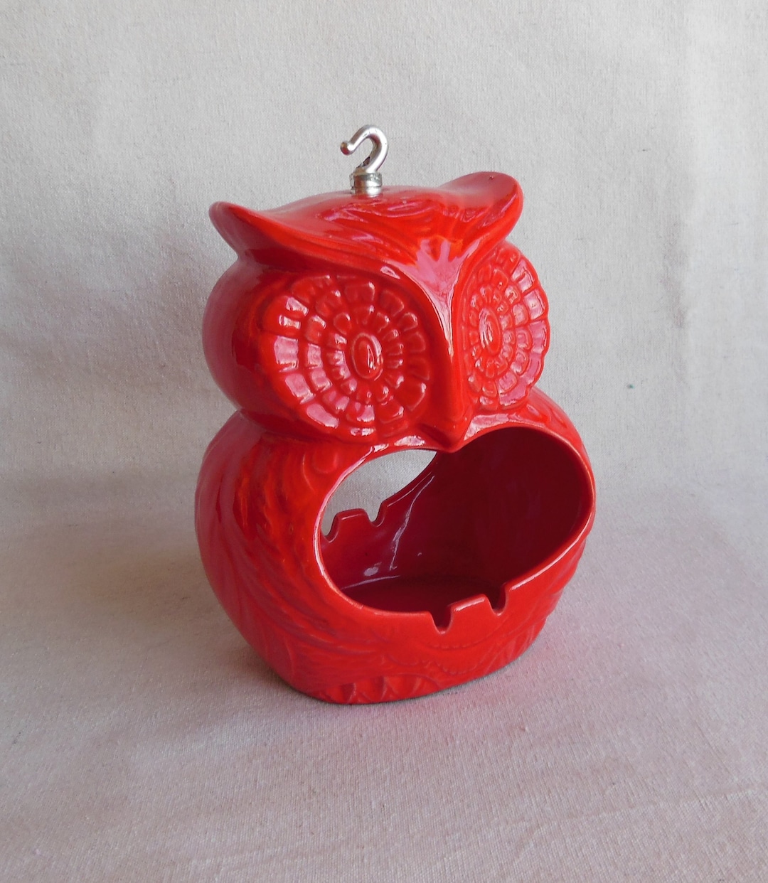 Vintage Ceramic Owl Ashtray Hanging Red Owl Plant Holder - Etsy