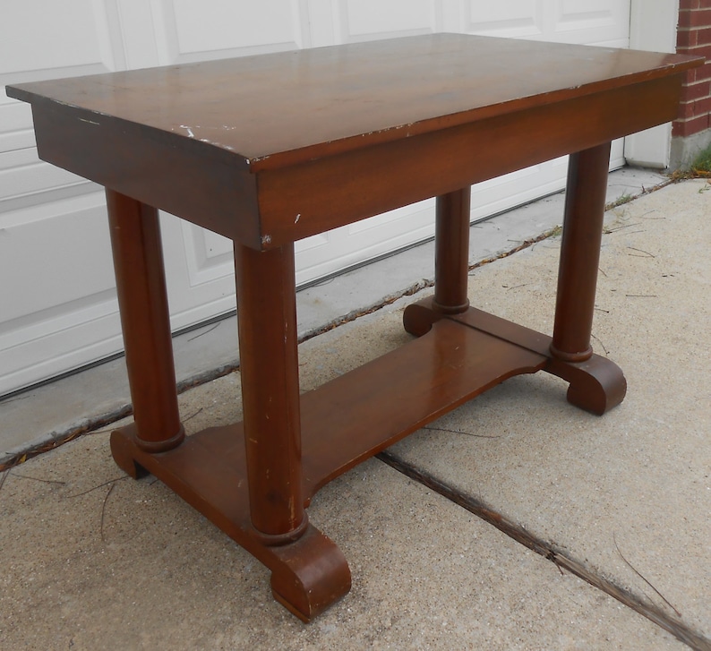 Antique Wood Empire Biedermier Empire Style Library Table - Etsy