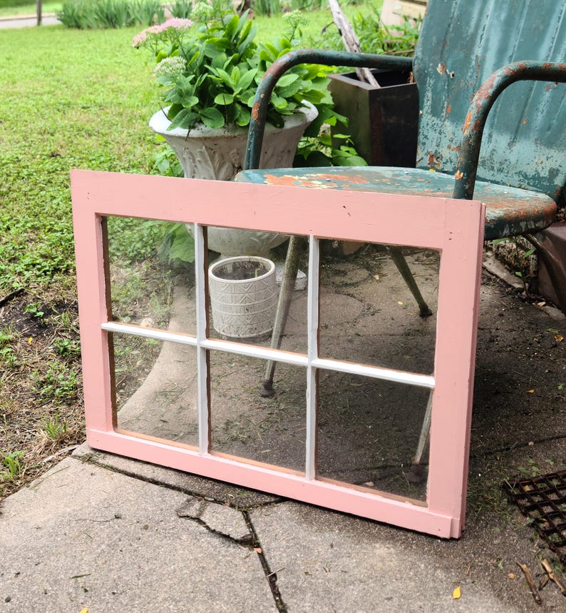 Wood 6 Pane Window Frame Painted Pink White Wall Decor - Etsy