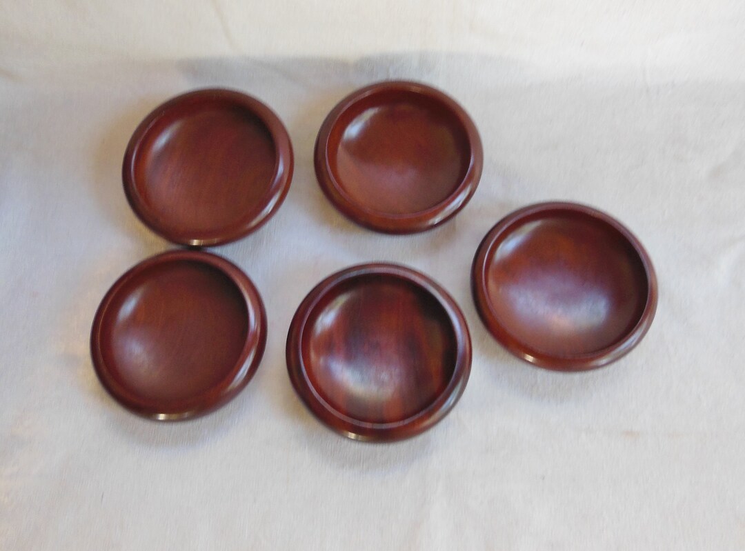 Vintage Mahogany Exotic Wood Set of 5 Bowl Stacking Bowls Salad Bowls ...