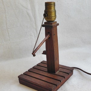 Antique Wood Handmade Water Well Hand Pump Lamp Home Made Wooden Well ...