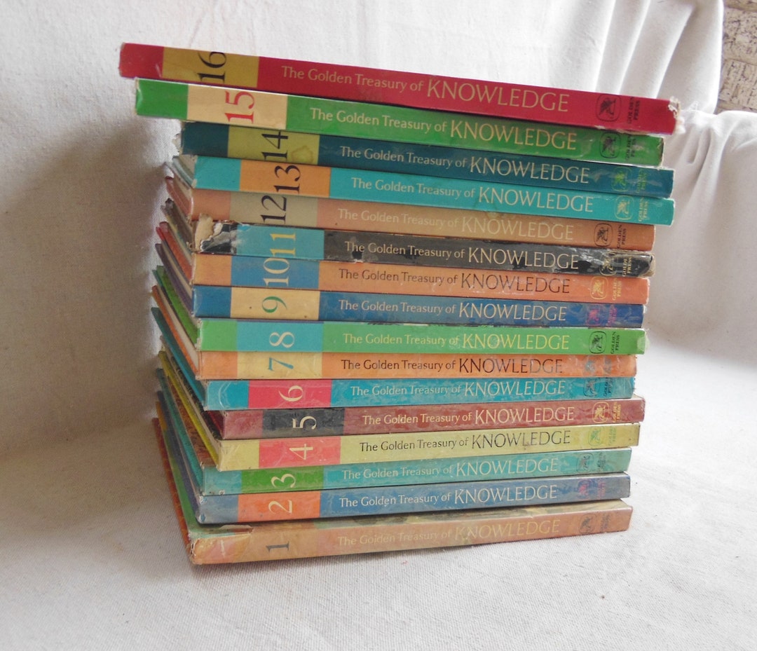 Vintage 1961 Golden Treasury of Knowledge Complete Set Volume 1 - 16 Hardcover Books History ...
