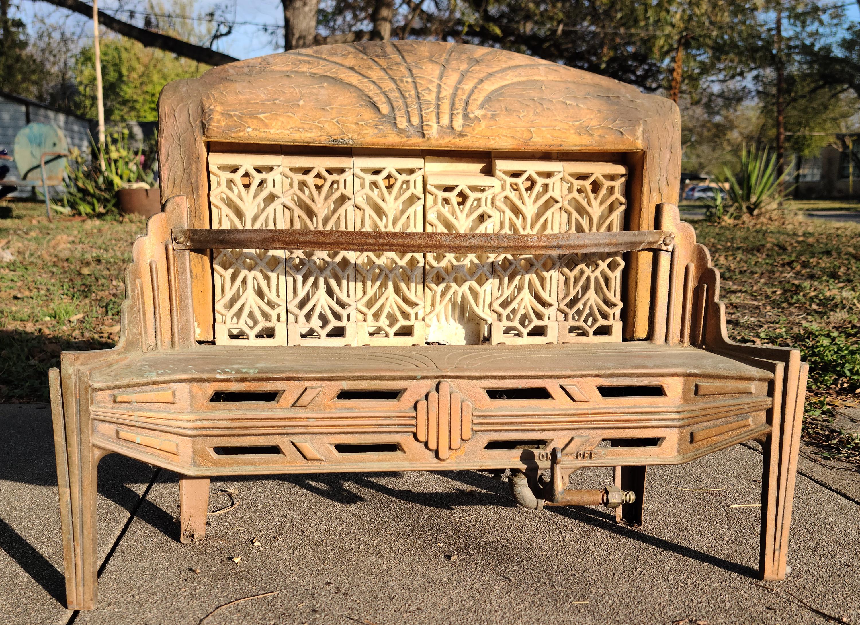 Antique Art Deco Gas Space Heater Heat Bricks Early 1900s Ceramic ...