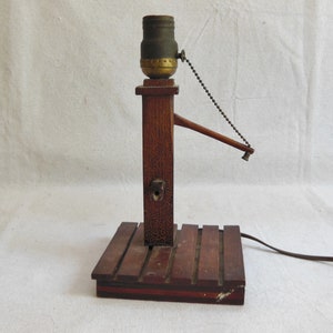 Antique Wood Handmade Water Well Hand Pump Lamp Home Made Wooden Well ...