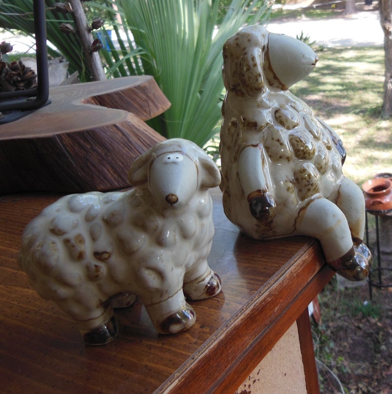 Vintage Pottery Sheep Figurines Perplexed Ewe Lamb Mother - Etsy