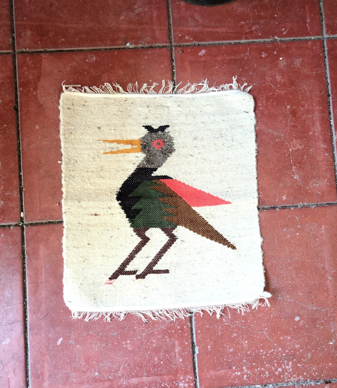 Vintage Handwoven Wool Duck Bird Textile Mat South American Origin ...