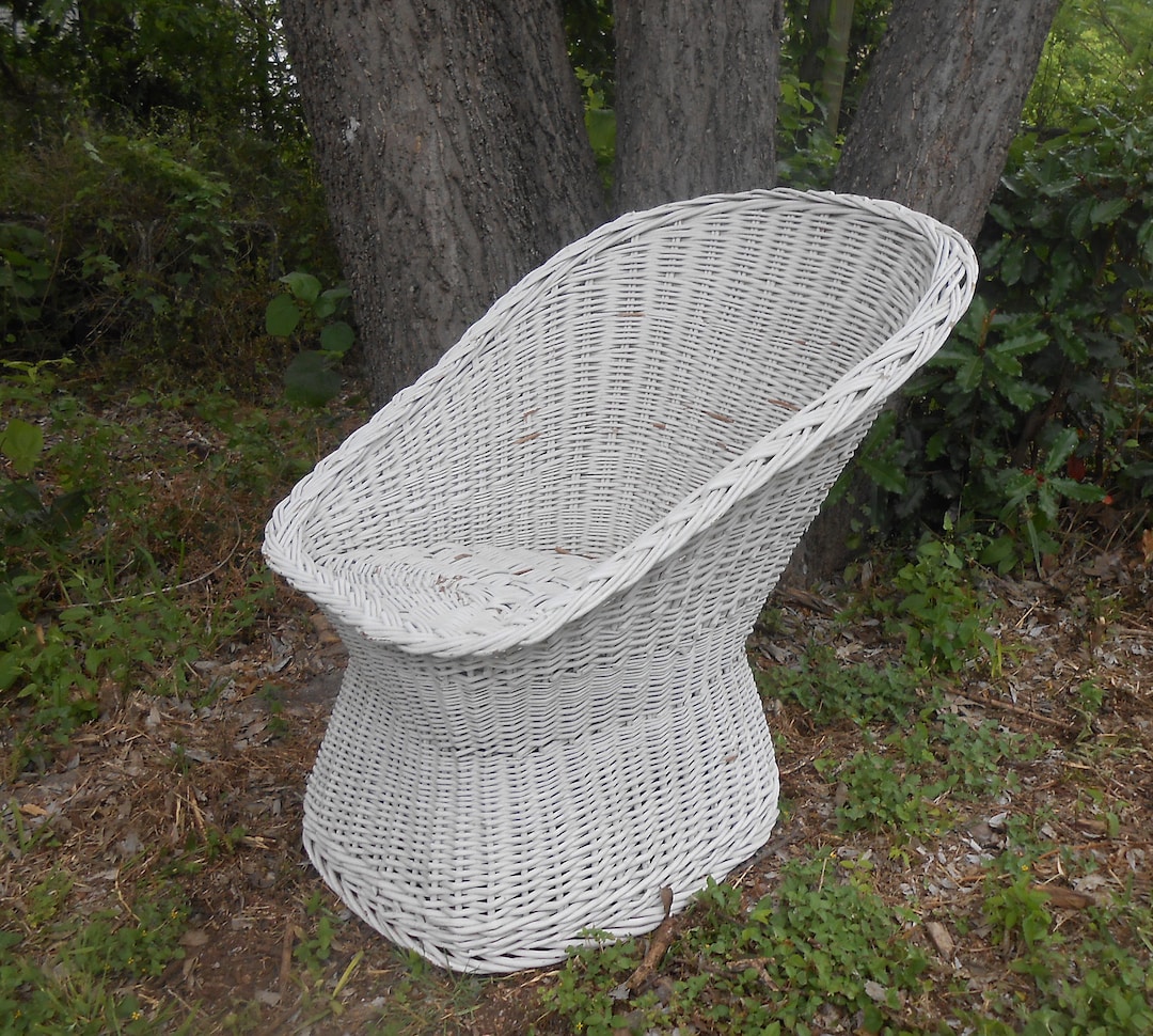 Vintage Wicker 1970 Hippie Chair Porch Patio Seating Solid Sturdy Woven ...