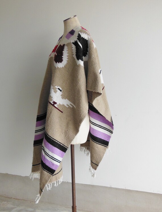 Vintage Mexican Poncho Serape Western Cowboy Gunsling… - Gem