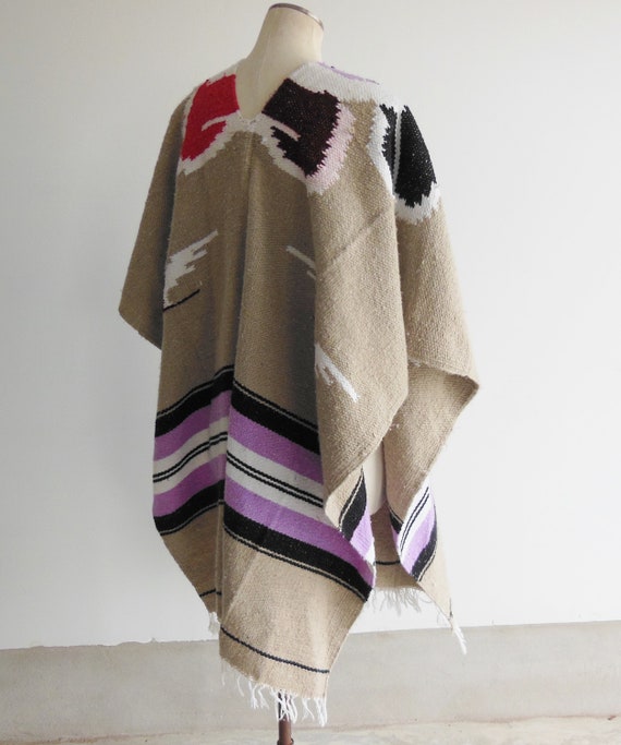 Vintage Mexican Poncho Serape Western Cowboy Gunsling… - Gem