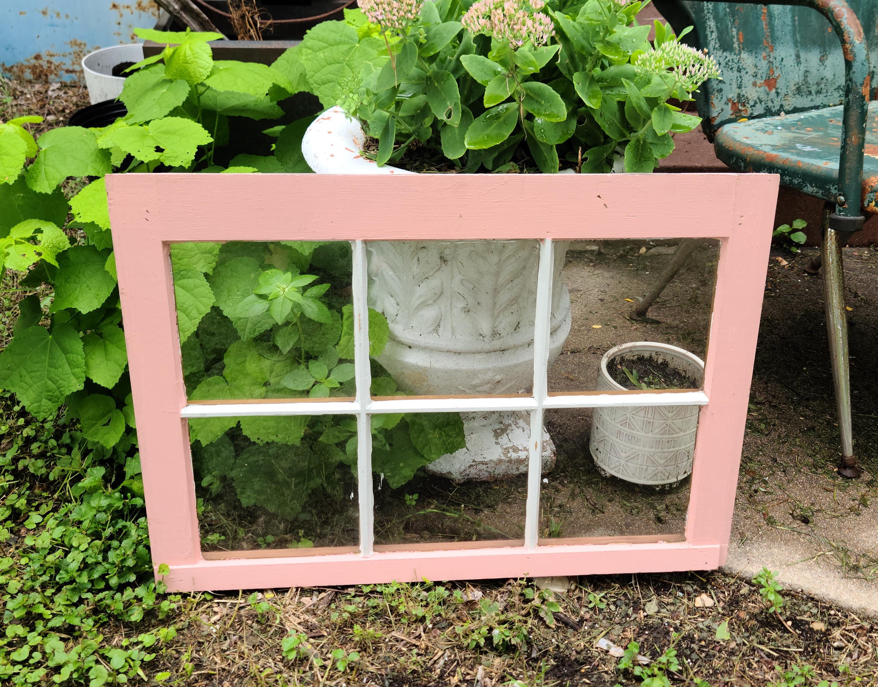 Wood 6 Pane Window Frame Painted Pink White Wall Decor - Etsy