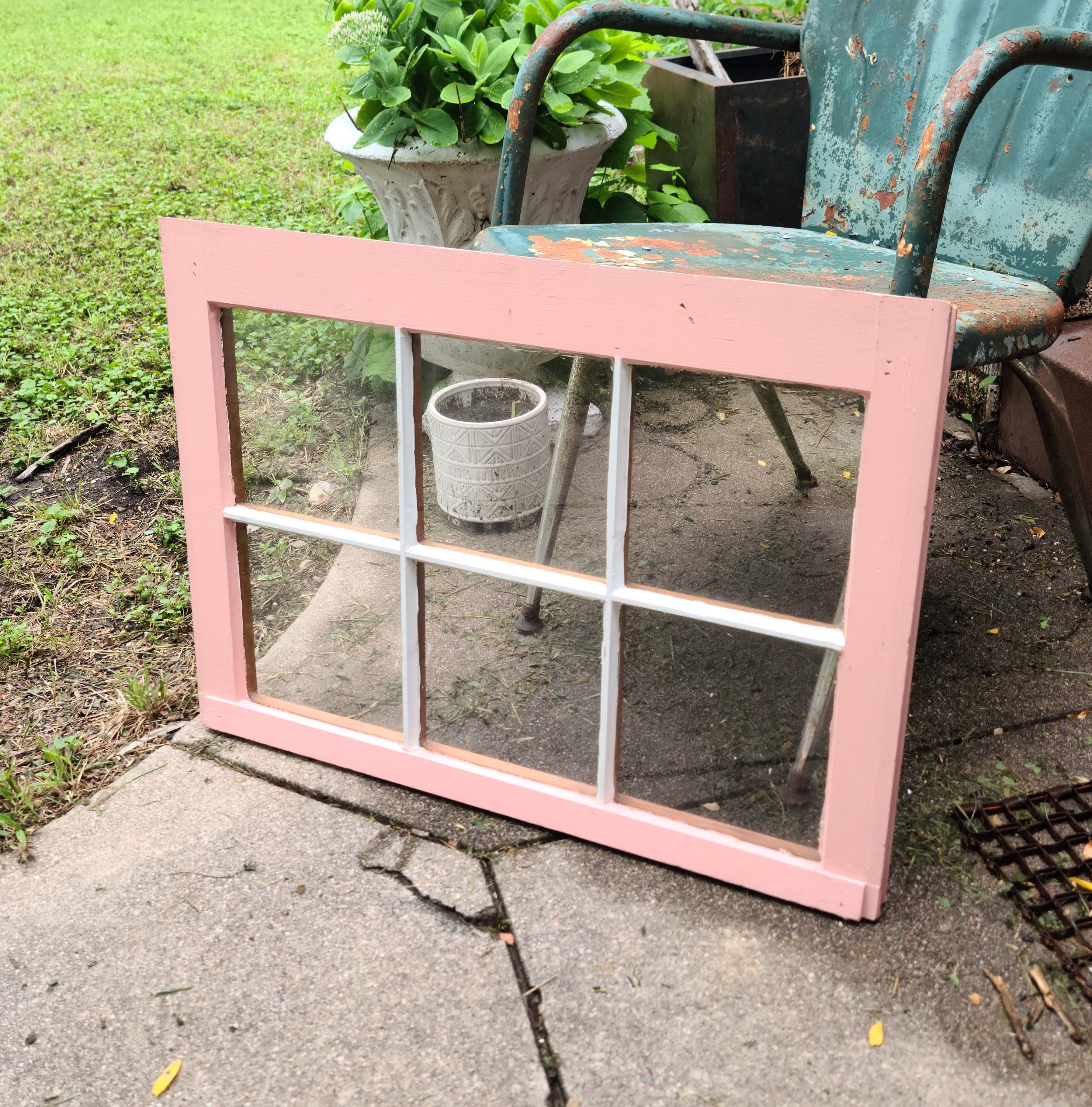 Wood 6 Pane Window Frame Painted Pink White Wall Decor - Etsy