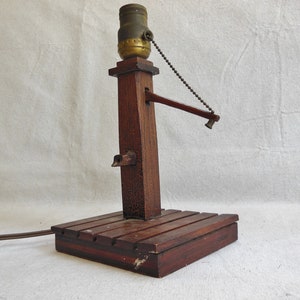 Antique Wood Handmade Water Well Hand Pump Lamp Home Made Wooden Well ...