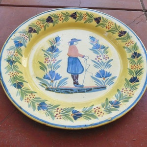 Antique Quimper Henriot Quimper Soleil Yellow Hand Painted Plate ...