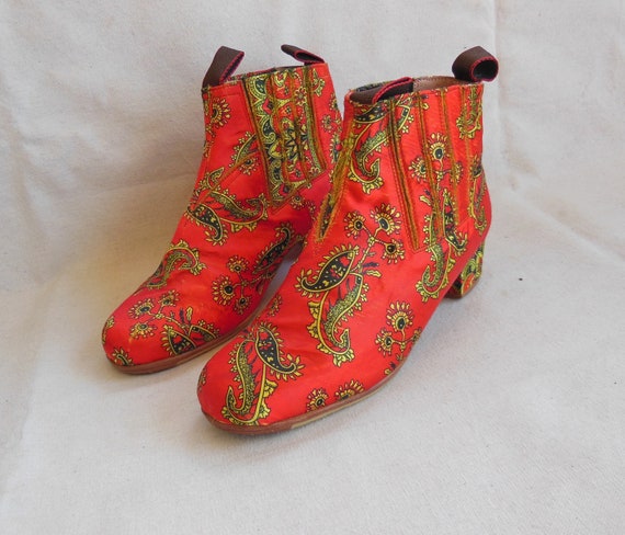 Vintage Danzarteb Folklorico Dance Ankle Boots Paisle… - Gem