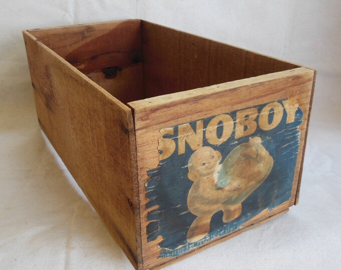 Antique Snoboy Advertising Wood Box Crate Washington State Apple Box ...
