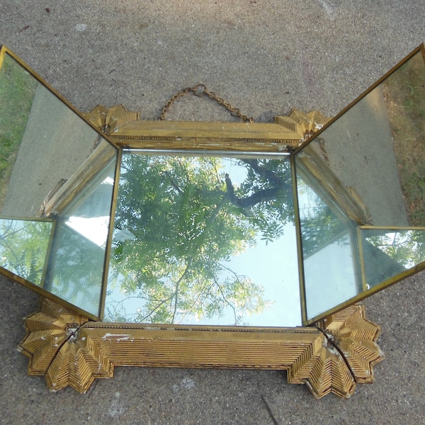 Antique 3 Panel Mirror - Etsy