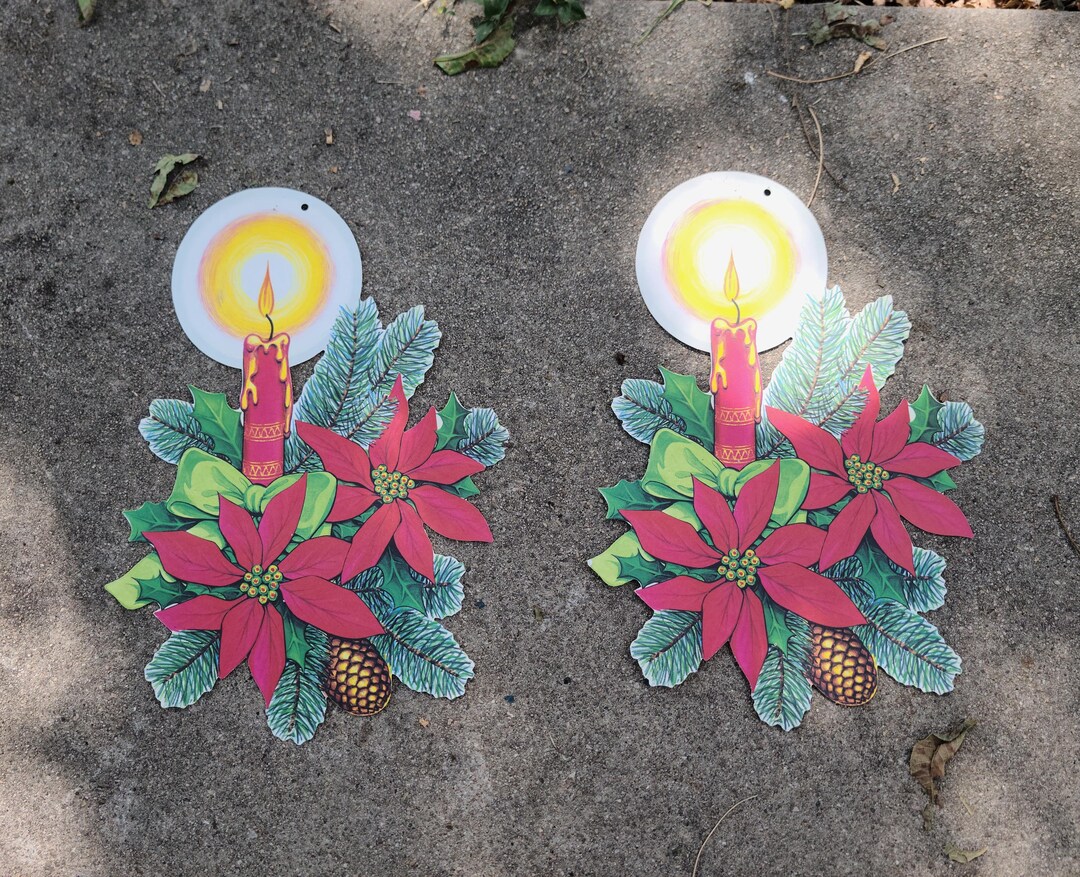 Vintage 1977 Beistle Christmas Cardboard Decoration Candle ...