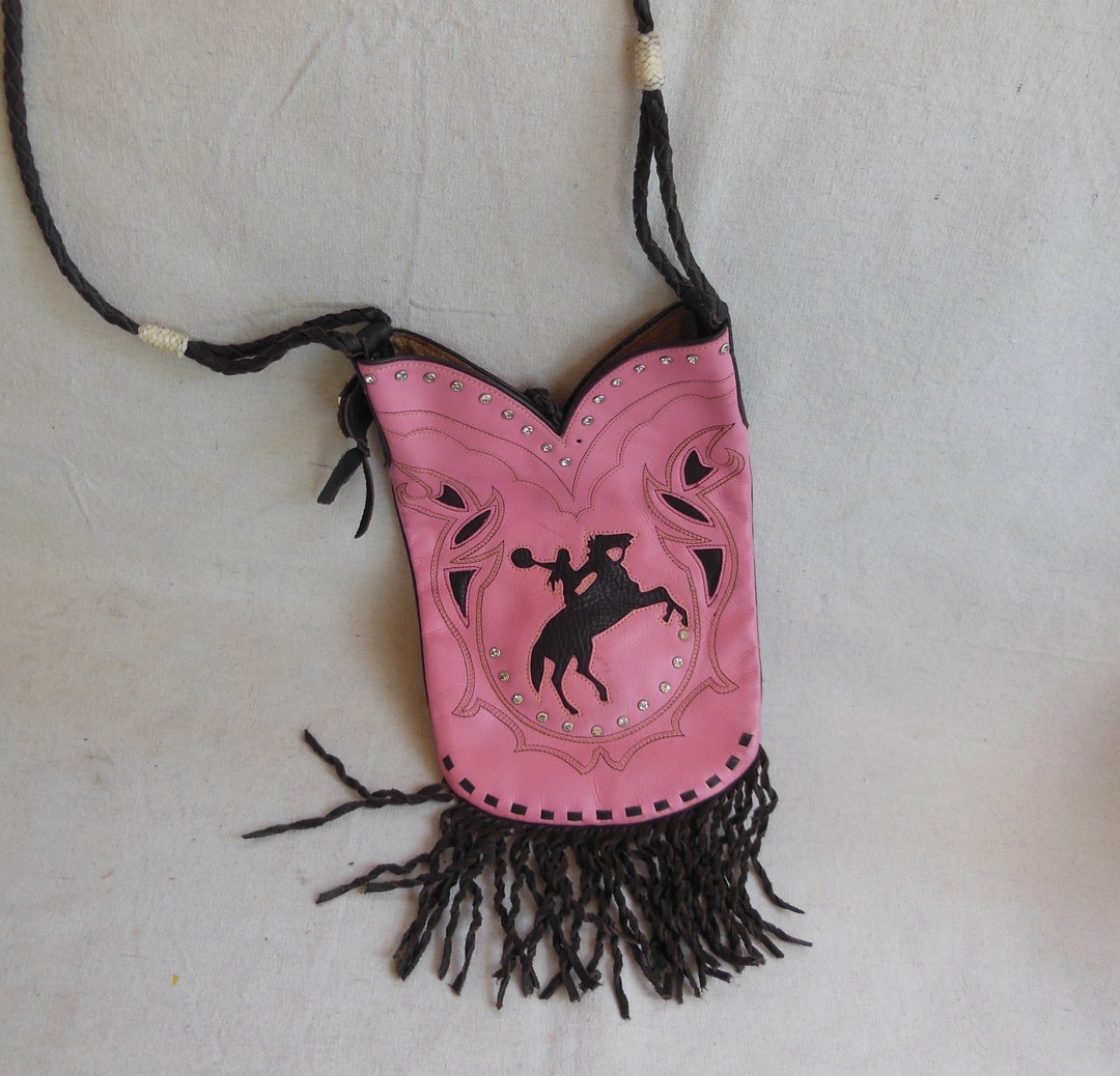 Western Cowgirl Pink Leather Boot Purse - Etsy