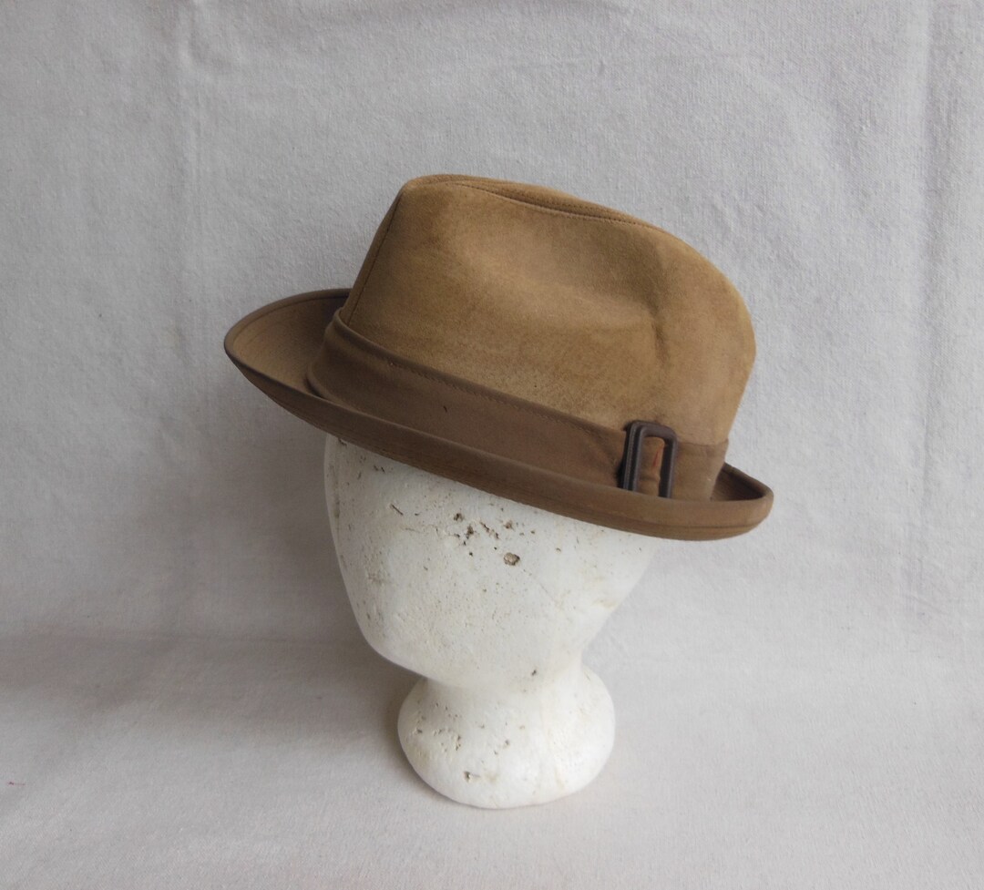Vintage Dobbs Tan Suede Fedora Gangsta Mafioso Chic Hat 1940s 1950s ...